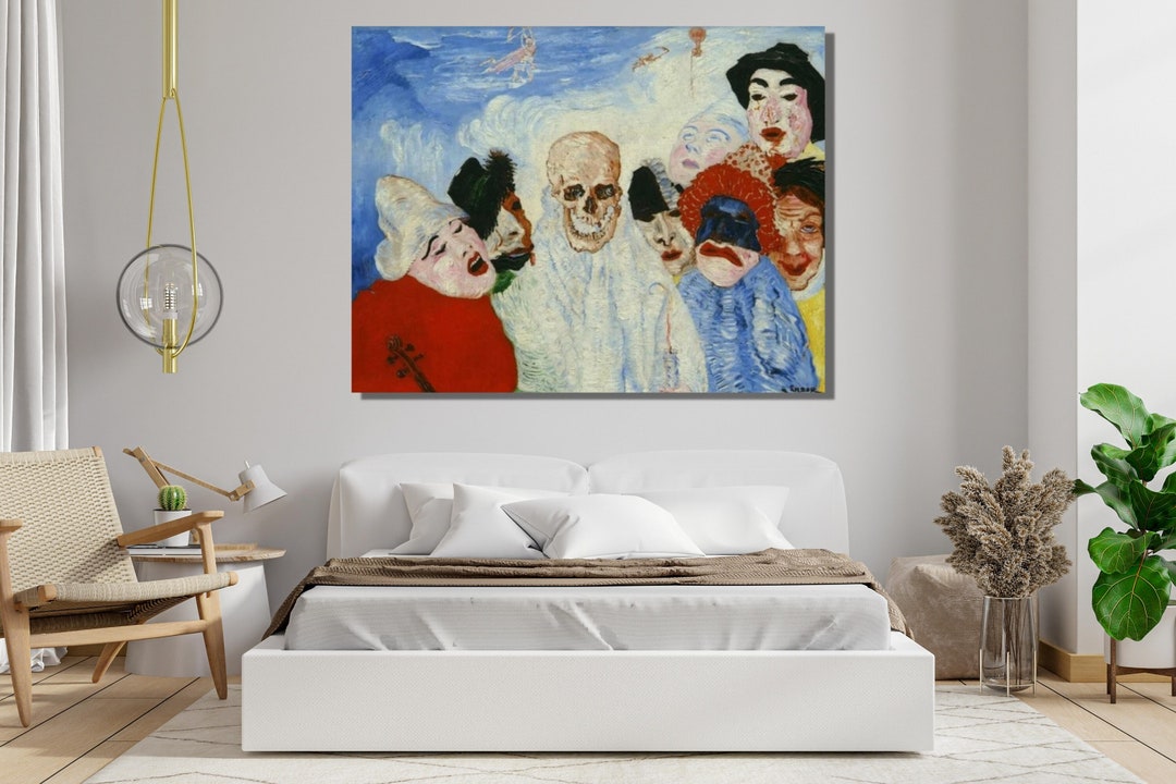 James Ensor Skeleton Obelisk Art 1892 Canvas Wall Art|giclee Print Reproduction Painting|wall ...