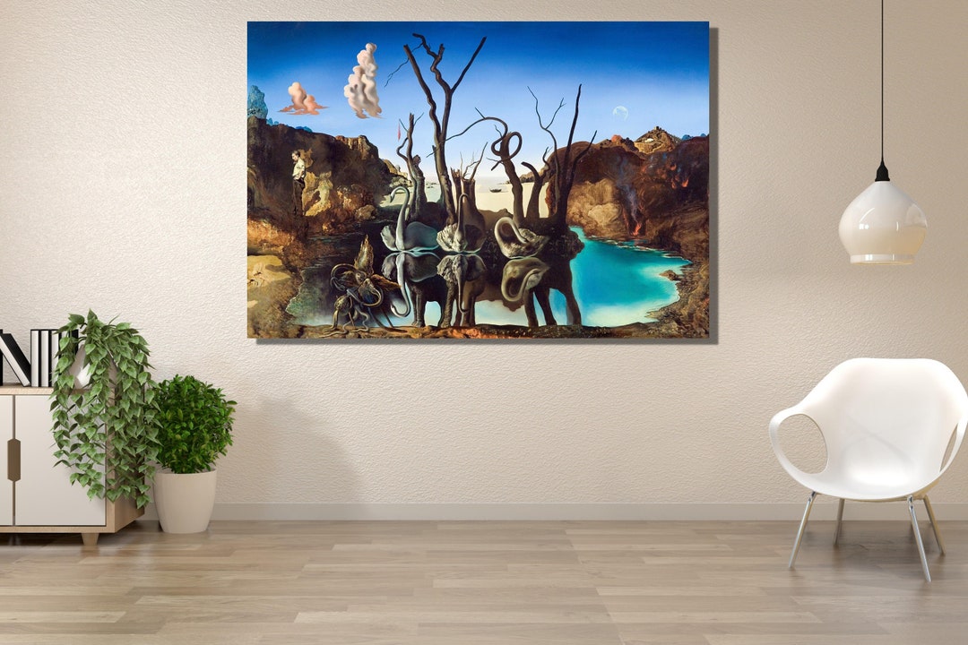 Salvador Dali Swans Reflecting Elephants (1937) Canvas Wall Art ...