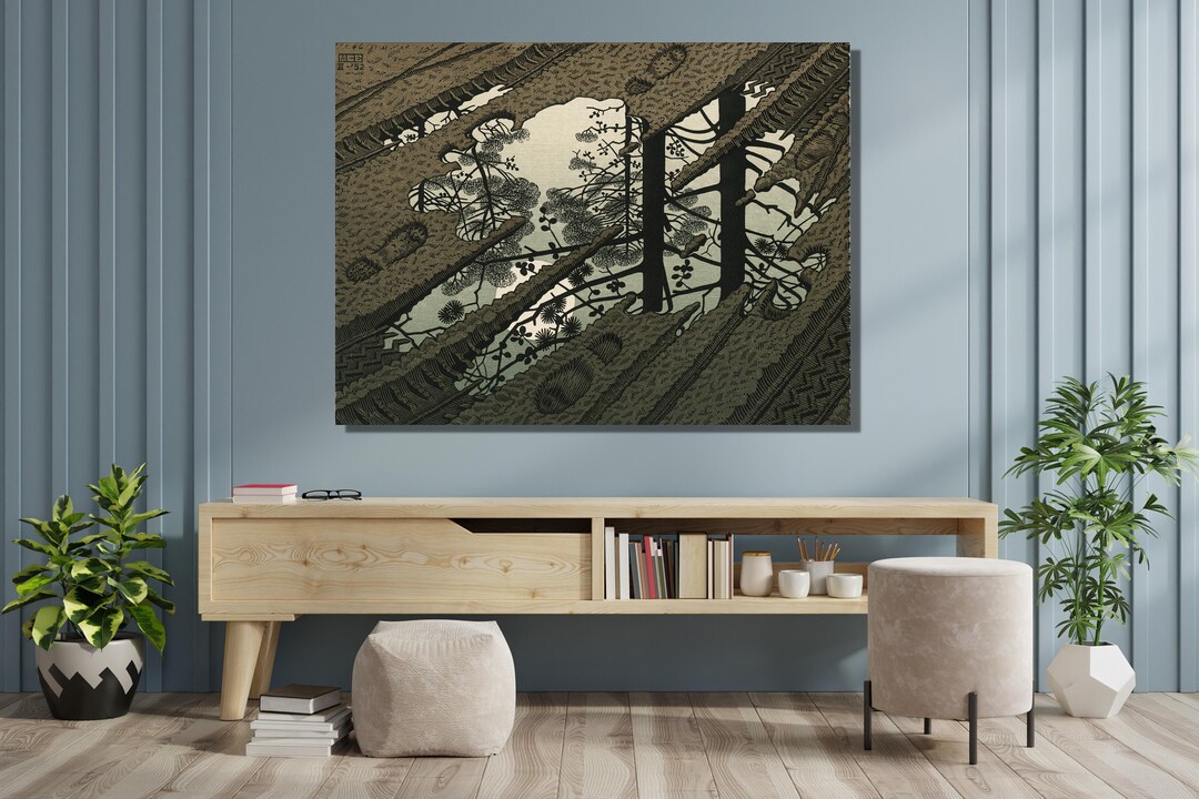 Puddle by M.C. Escher Canvas Wall Art|puddle Wall Art|maurits Cornelis ...