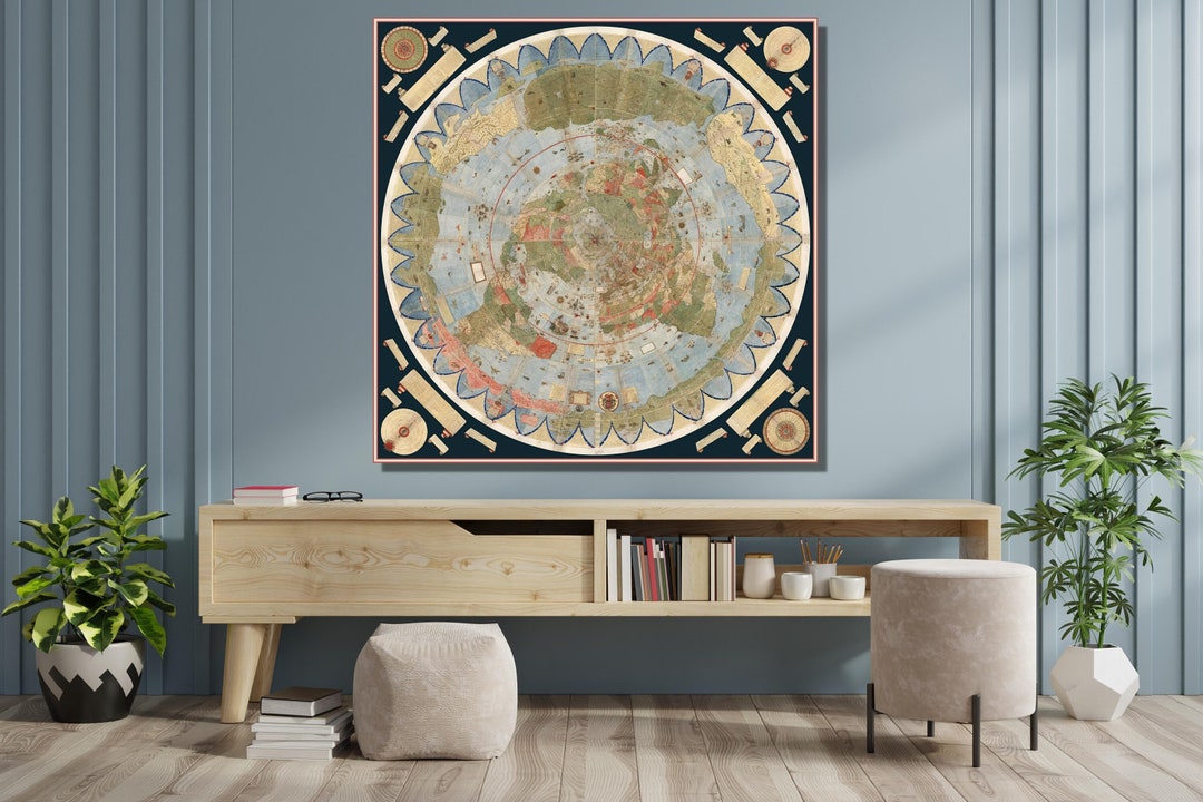 Ancient Flat Earth Map by Monte Urbano|large World Map Wall Chart ...