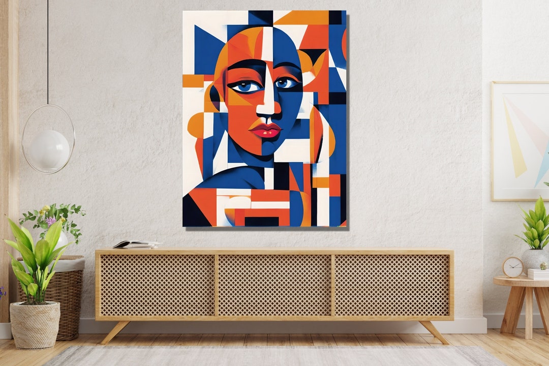 Abstract Cubist Wall Art|cubist Woman Face Poster|picasso Abstract ...
