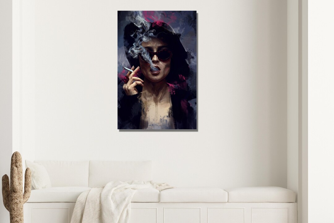 Marla Smoking Woman Ready to Hang Canvas,female Abstract Black and ...