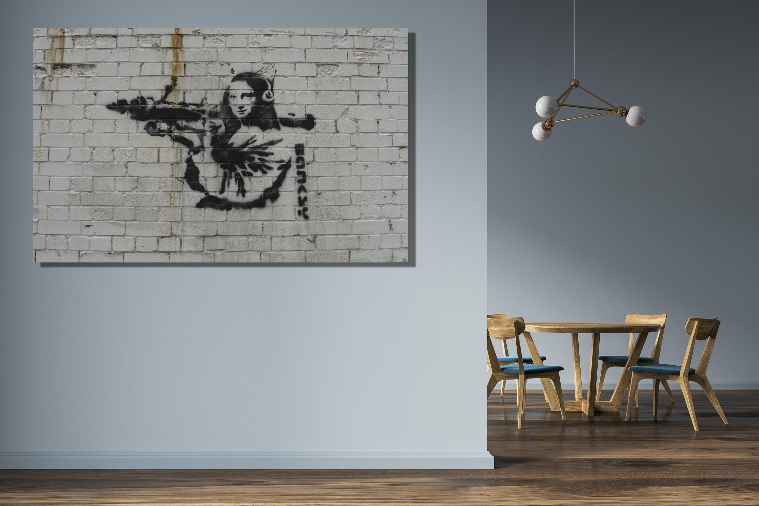 Banksy Mona Lisa Bazooka Wall Art, Banksy Mural, Famous Woman Art ...