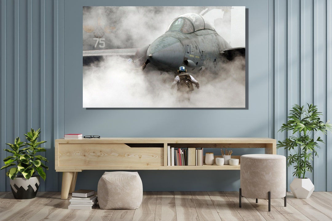 F 14 Tomcat Fighter Jet Canvas Wall Art,combat Aircraft Pattern Canvas ...