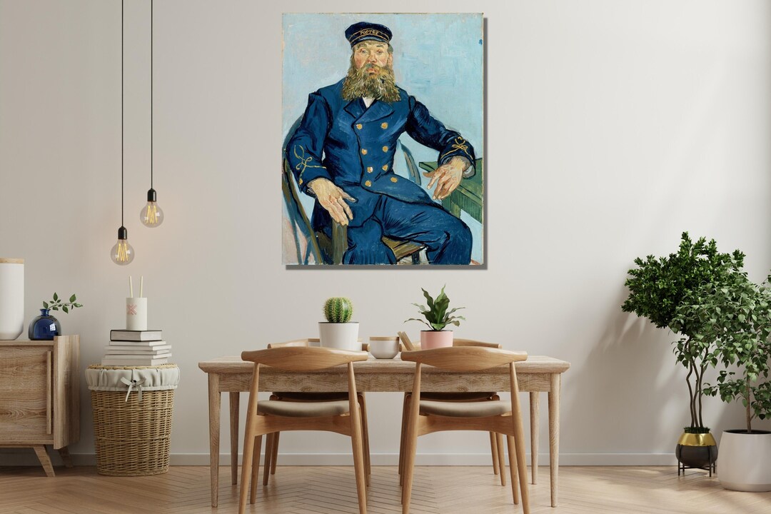 Vincent Van Gogh Portrait of the Postman Canvas|van Gogh Vintage Blue ...