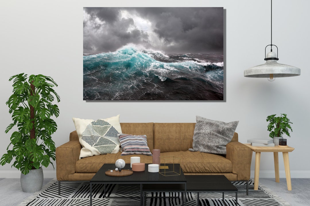 Storm Ocean Wave Poster|ocean Wave Canvas|rough Sea Print on Canvas ...