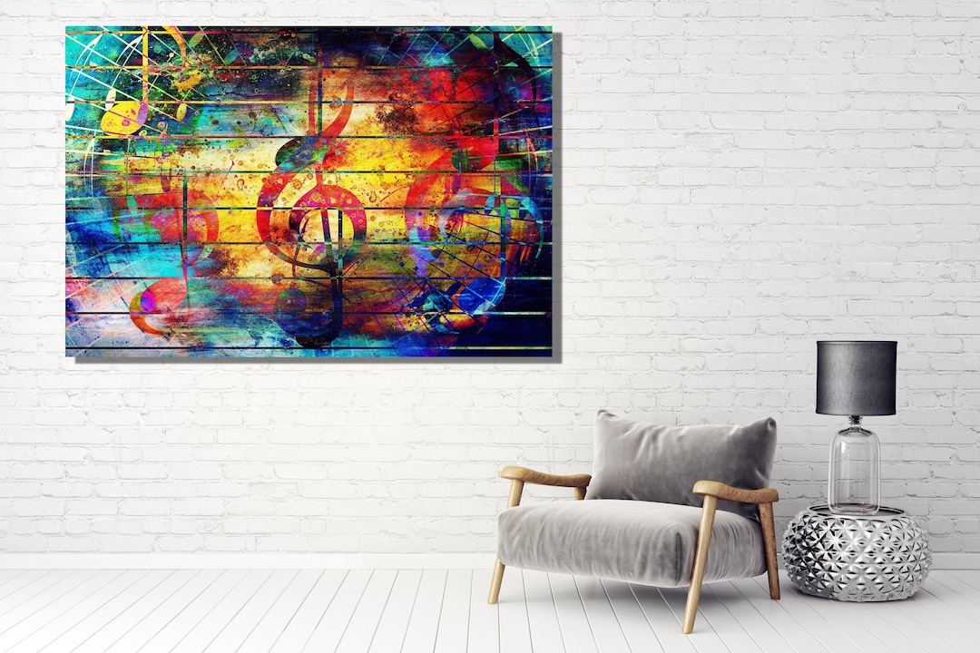 Music Abstract Large Canvas Wall Art ,colorful Abstract Music Artwork ...