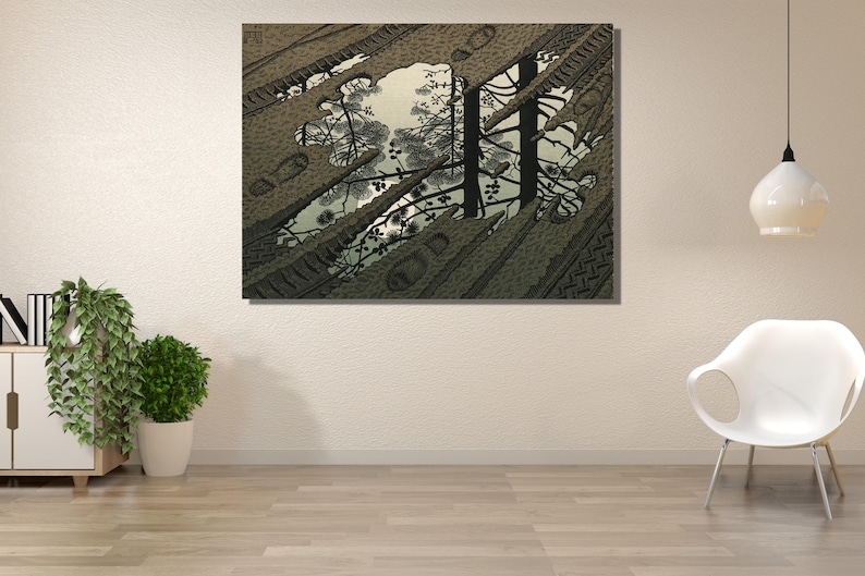 Puddle by M.C. Escher Canvas Wall Art|puddle Wall Art|maurits Cornelis ...