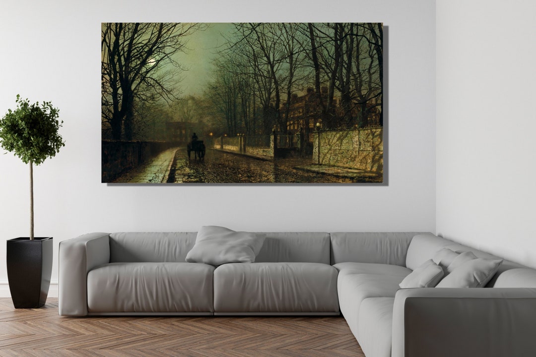 John Atkinson Grimshaw A Wet Moon Canvas Wall Art,putney Road 1886 ...