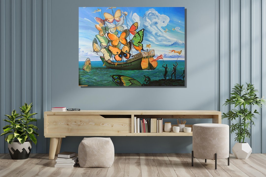 Salvador Dali Ship With Butterfly Sails Art|dali Canvas|art ...
