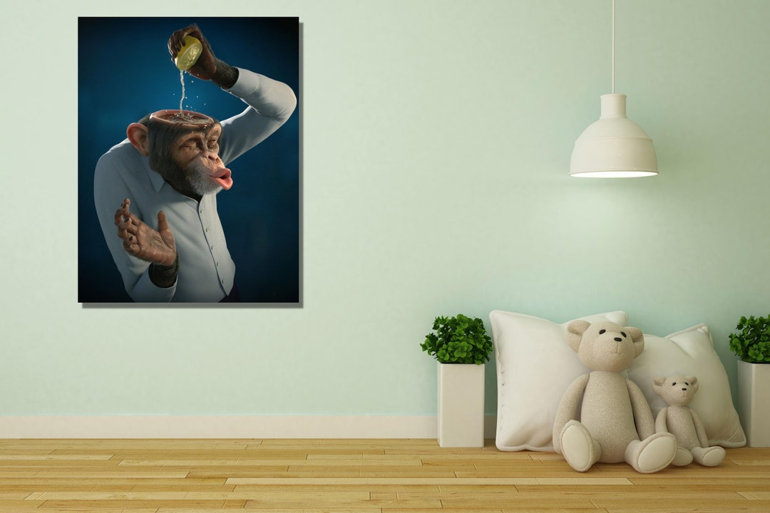 Brainless Monkey Canvas,animal Canvas,funny Monkey Art,fun Monkey ...