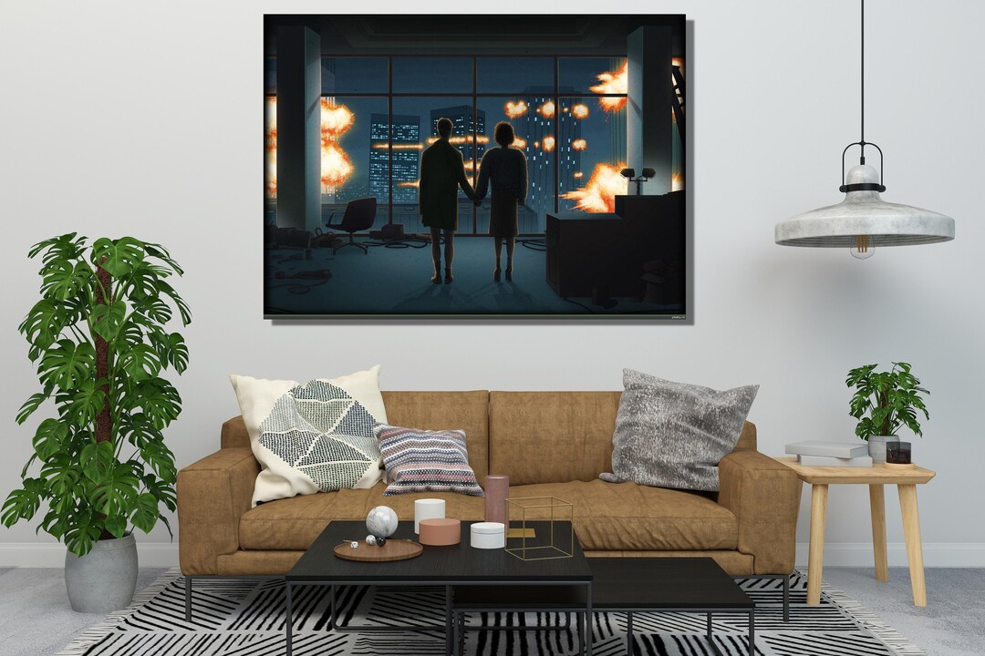 Fight Club Movie Poster Man and Woman Silhouette Wall Art|fight Club ...