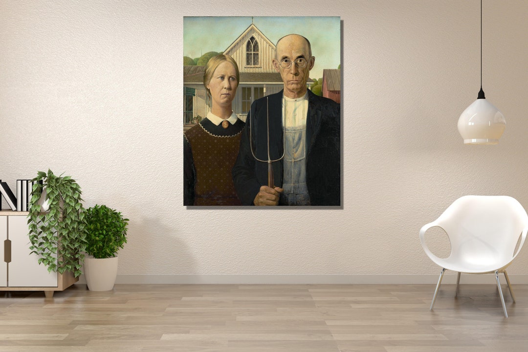 Grant Wood American Gothic 1930|museum Poster|vintage Art|giclee Art ...