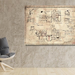 Resident Evil Map Poster|the Spencer Mansion Plan Canvas Wall Art|man ...