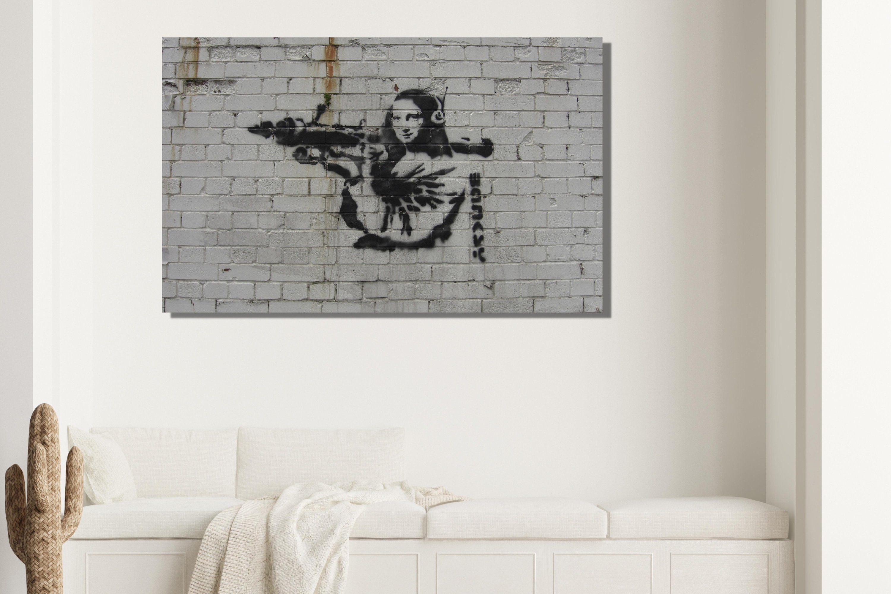 Banksy Mona Lisa Bazooka Wall Art Banksy Mural Famous Woman - Etsy