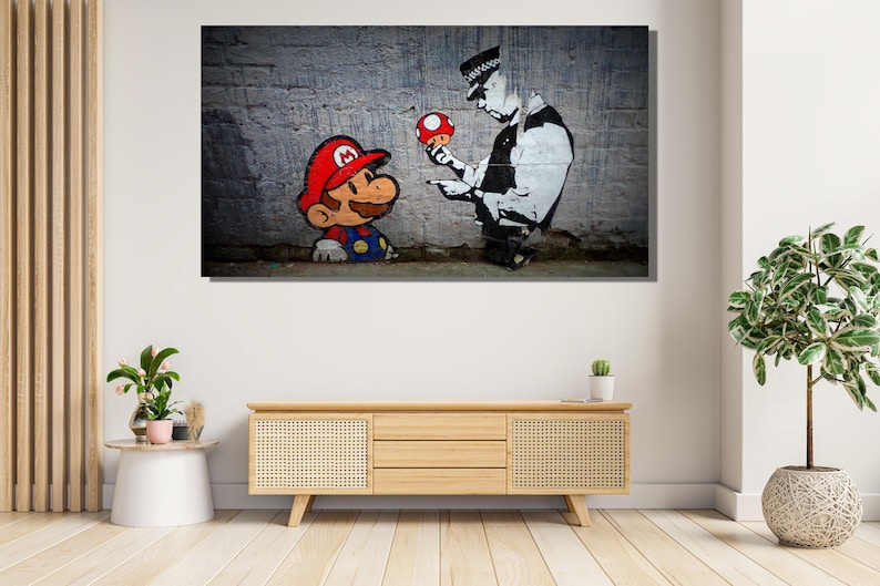 Banksy Mario and Cop Printsuper Mario Graffiti Artstreet - Etsy