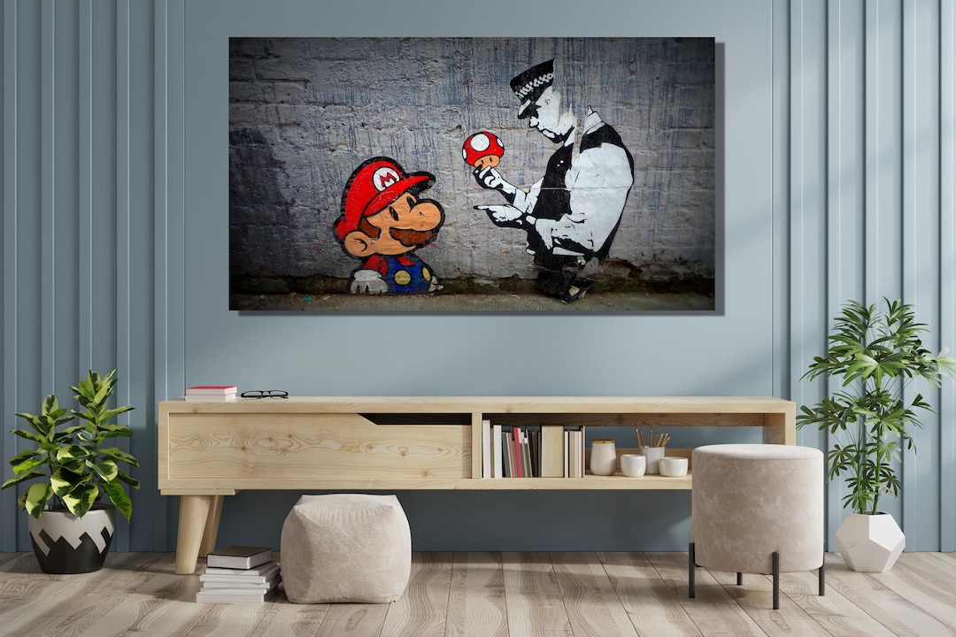 Banksy Mario and Cop Print|super Mario Graffiti Art|street Wall Decor ...
