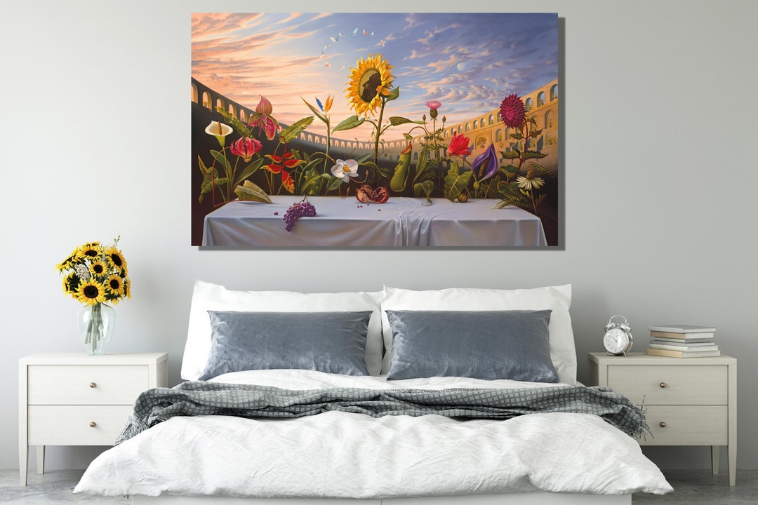 Flowers Last Supper Print,surrealism Painting Art,vladimir Kush Last ...