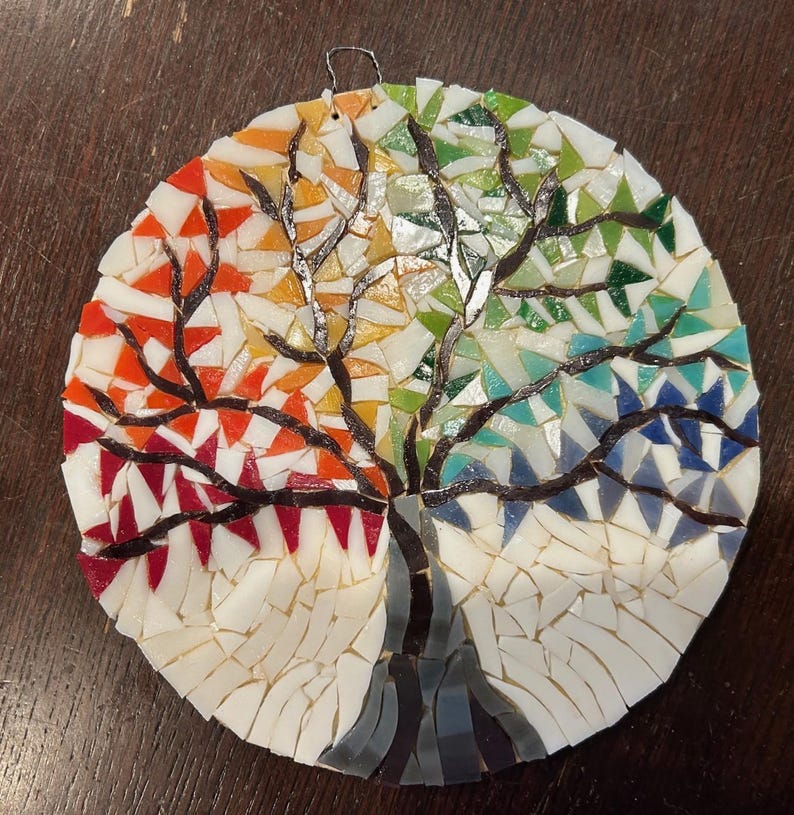 Rainbow Tree of Life Mosaic - Etsy