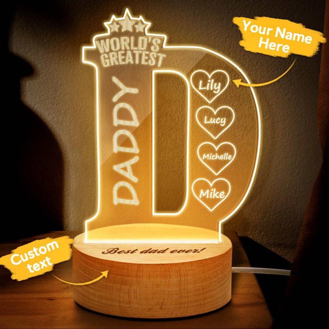 Bedside Lamp Father's Day Gift From Wife Daughters Son Acrylic Night ...