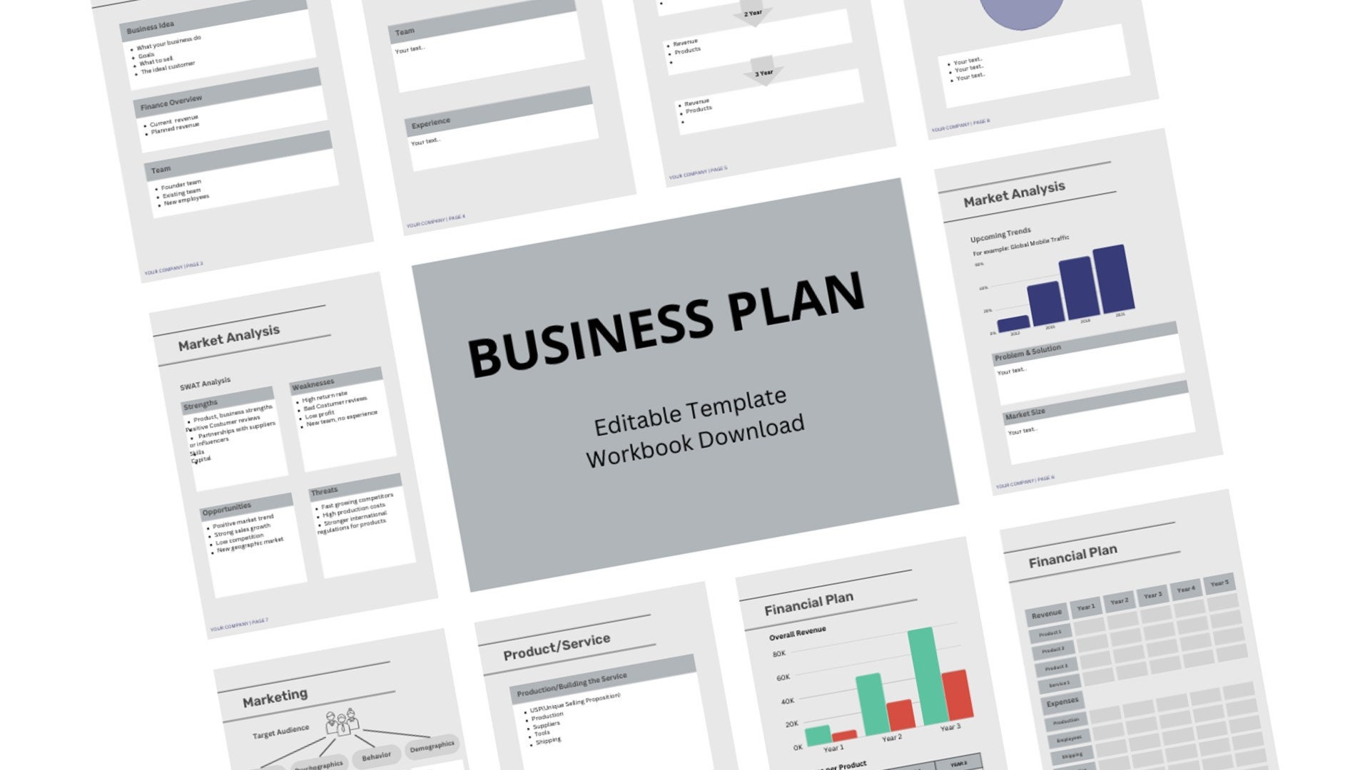 Business Plan Template, Editable in Canva, Side Hustle, Small Business ...