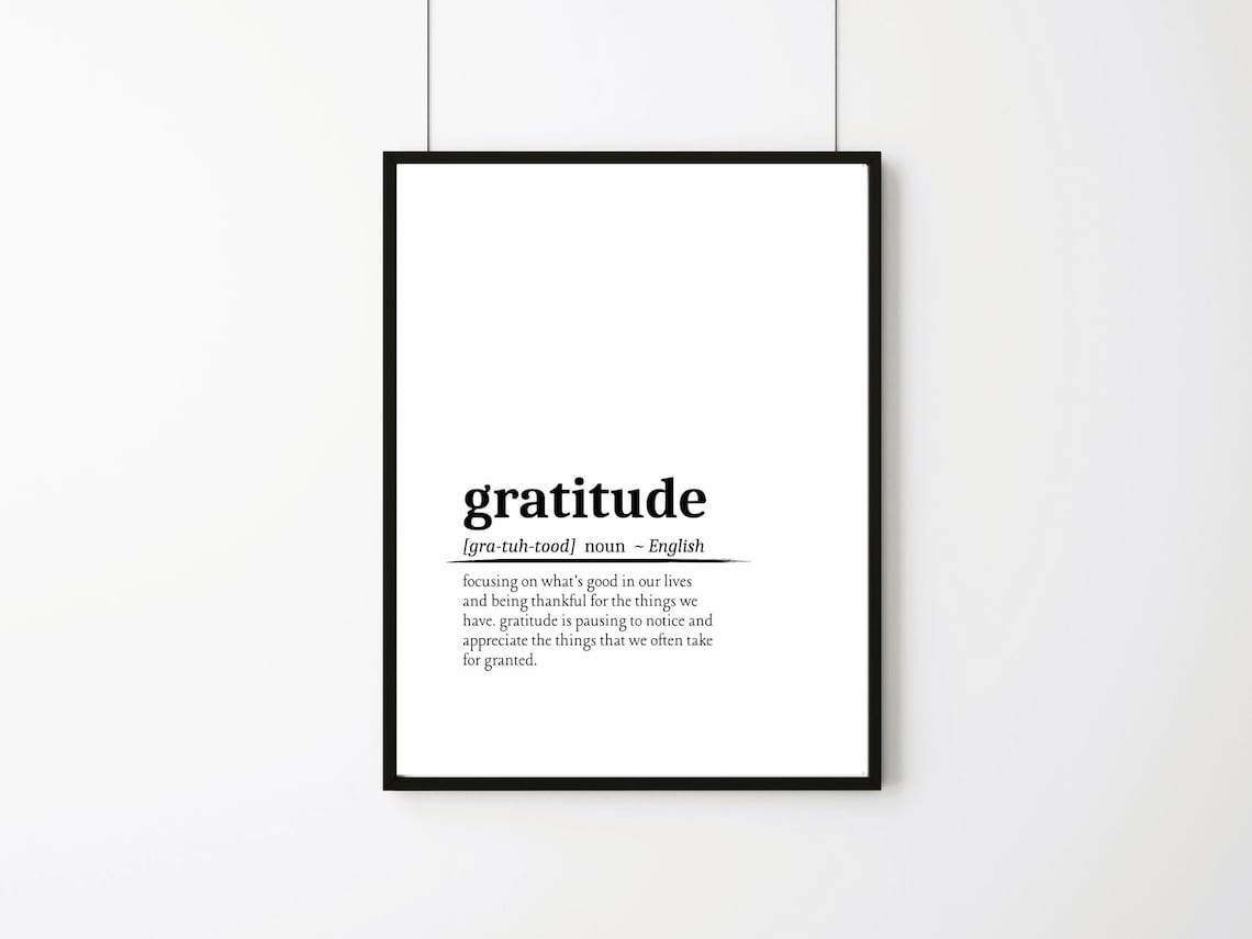 Gratitude Definition, Printable Wall Art, Gratitude Poster, Gratitude ...