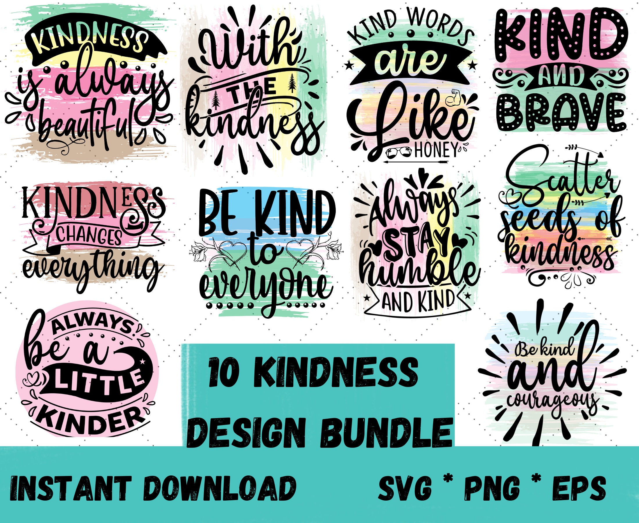 10 Mental Health SVG Bundle, Kindness SVG, Positive SVG, Inspirational ...
