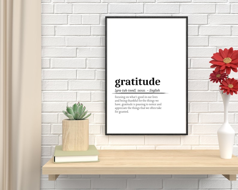 Gratitude Definition, Printable Wall Art, Gratitude Poster, Gratitude ...