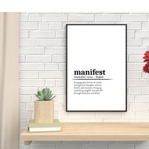 Manifest Definition, Printable Wall Art, Manifest Poster, Manifest ...