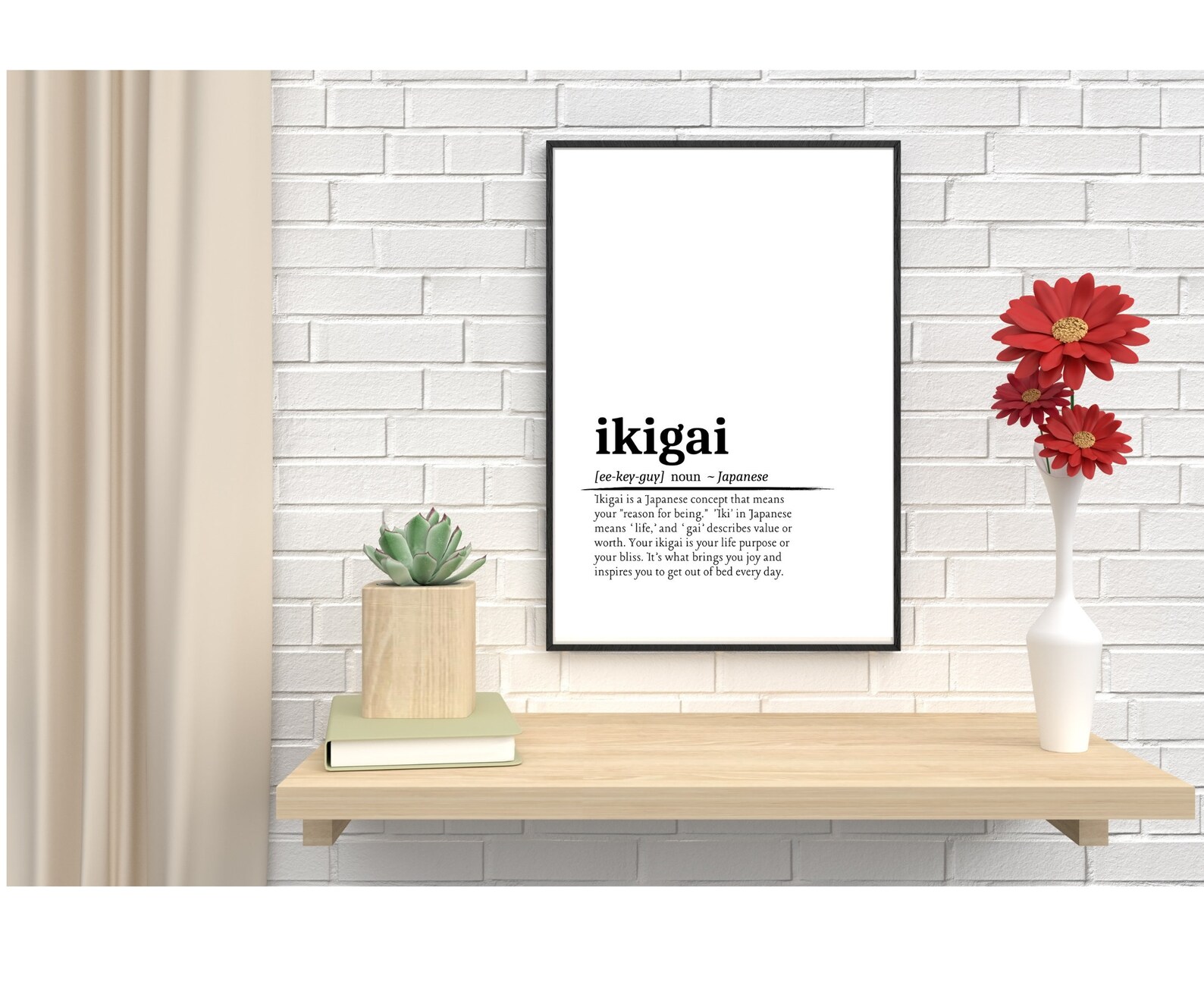 Ikigai Definition, Printable Wall Art, Ikigai Poster, Ikigai Quote ...