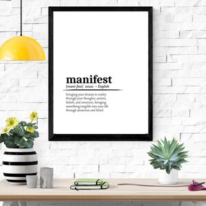 Manifest Definition, Printable Wall Art, Manifest Poster, Manifest ...