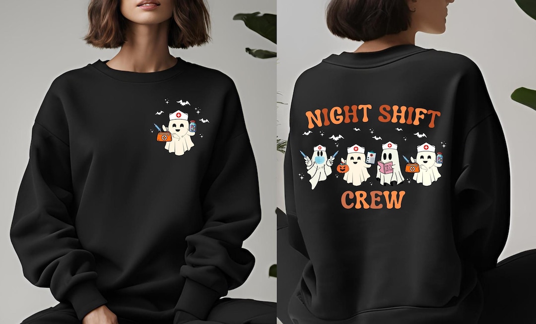 Night Shift Crew, Halloween Nurse Sweatshirt, Retro Spooky Nurse Tshirt ...