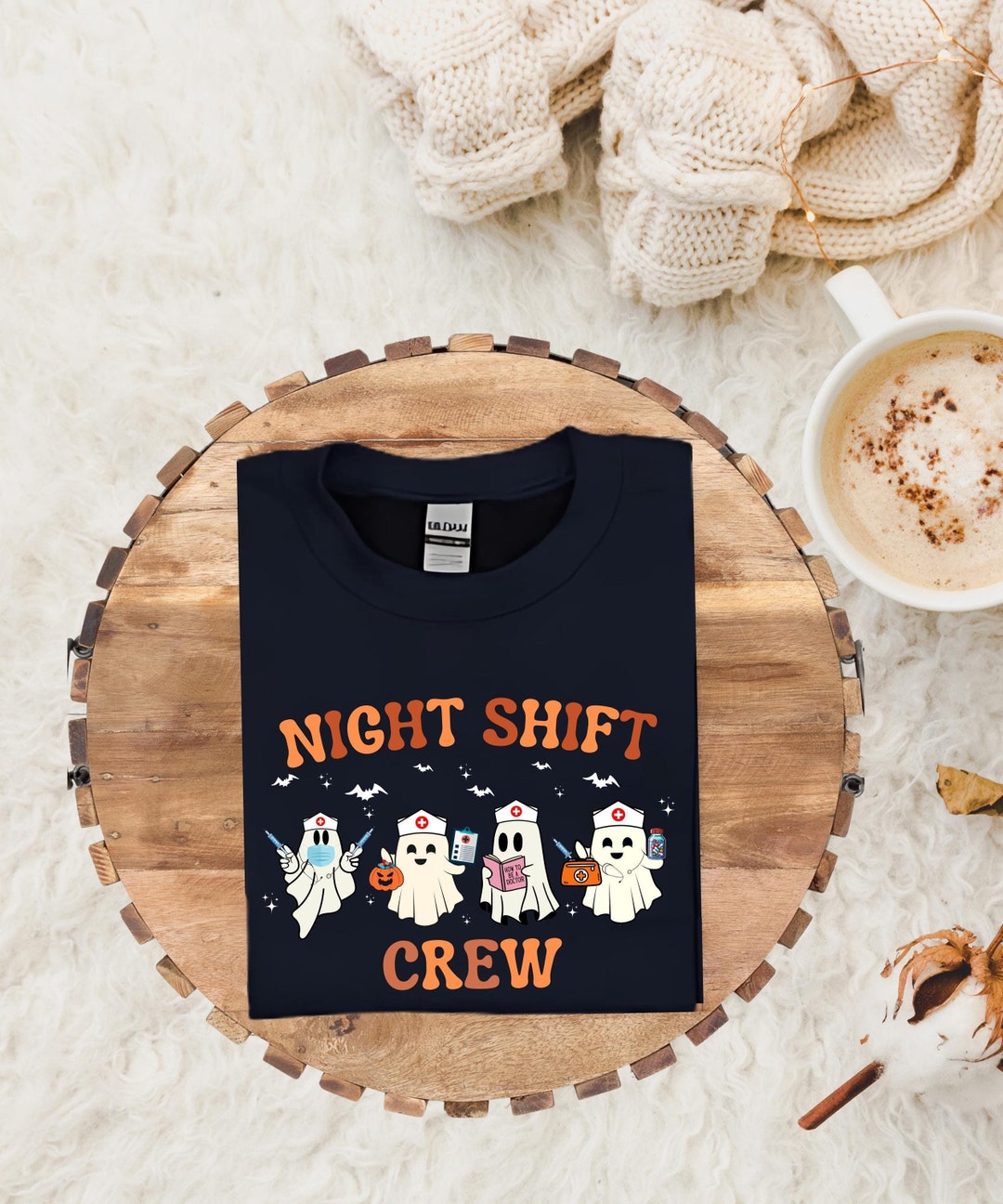 Night Shift Crew, Halloween Nurse Sweatshirt, Retro Spooky Nurse Tshirt ...