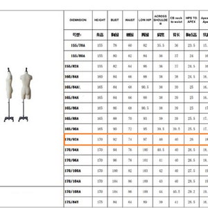 Professional Sewing Mannequin Dressform Tailoring Size M/L 170/92A ...