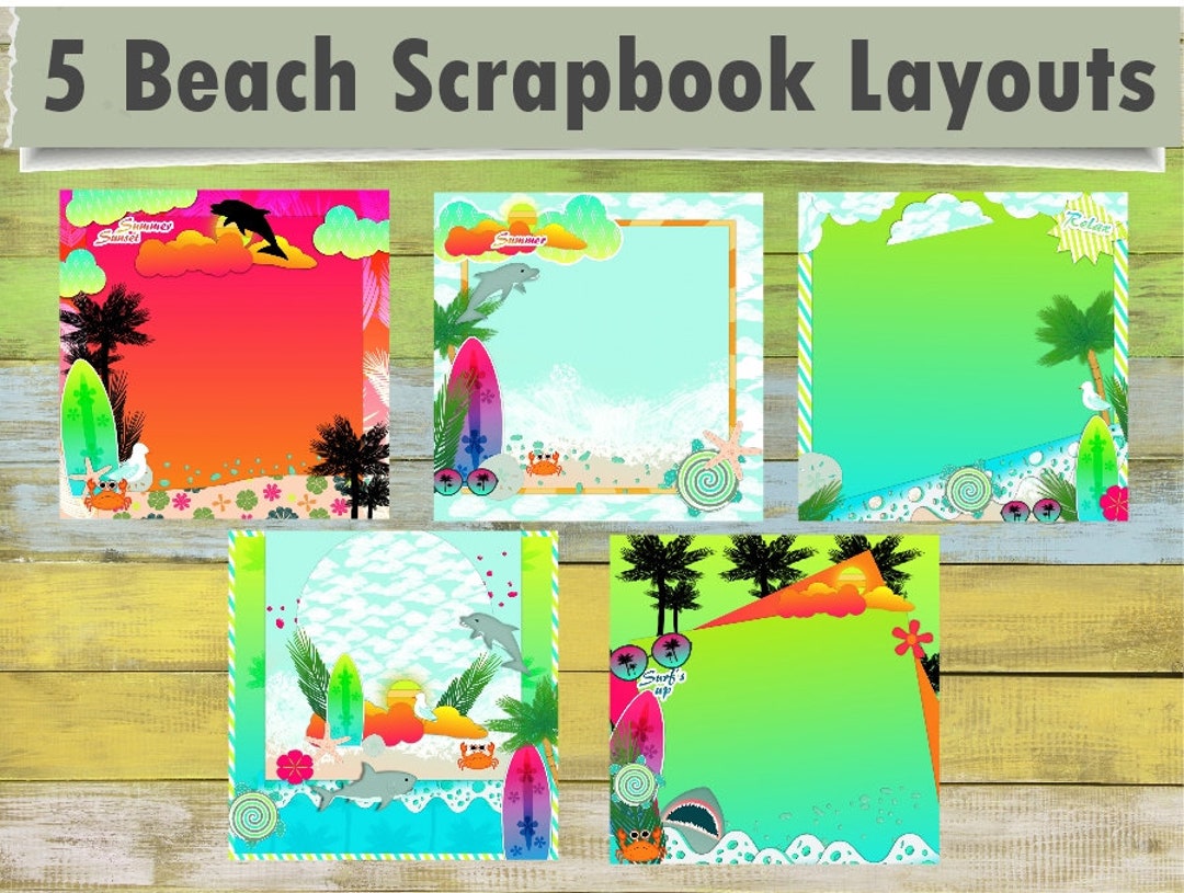 12x12 Beach Digital Scrapbook Layouts - Etsy