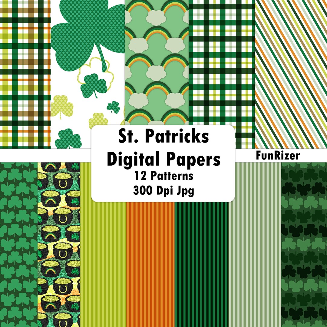 St. Patrick's Digital Papers 300 Dpi Jpg Images - Etsy