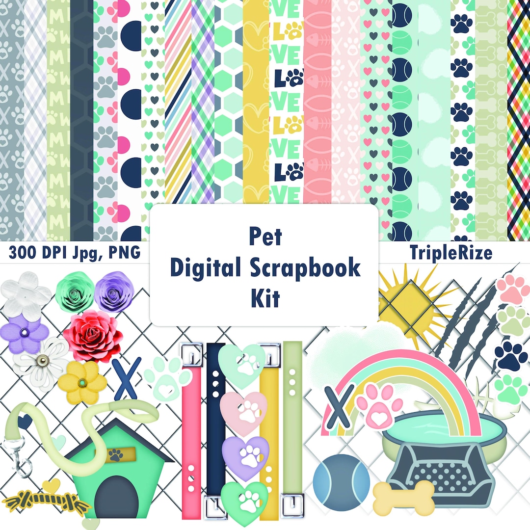 Pet Cats and Dogs Digital Scrapbook Kit - Etsy