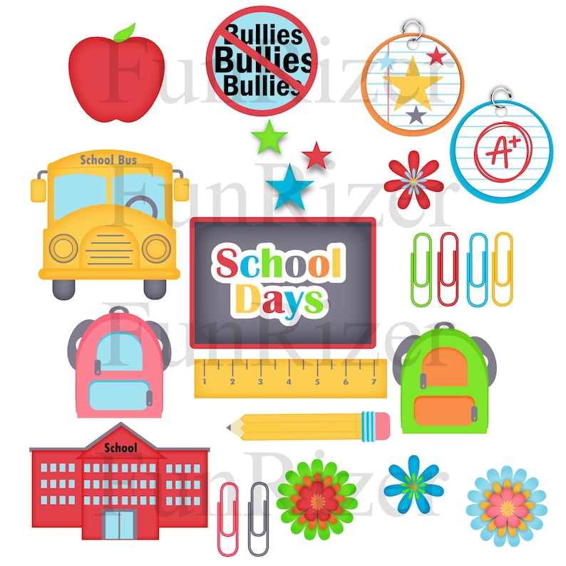 School Days Digital Scrapbook Kit - Etsy