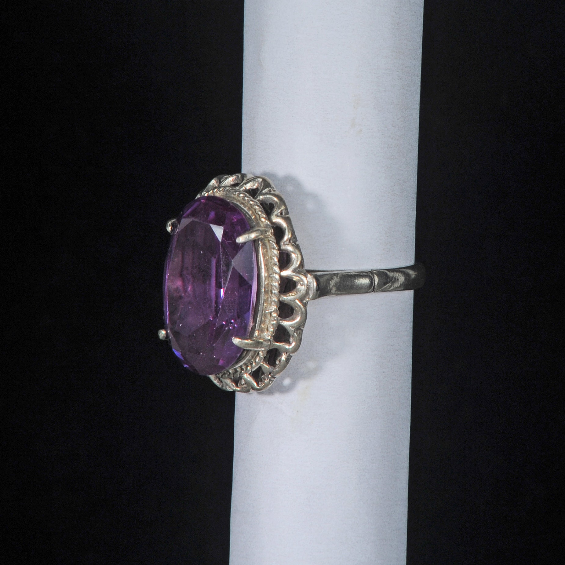 Vintage Synthetic Color-change Alexandrite and Sterling Silver Ring ...