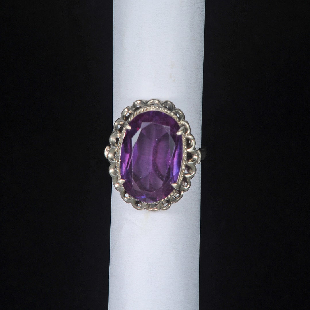 Vintage Synthetic Color-change Alexandrite and Sterling Silver Ring ...