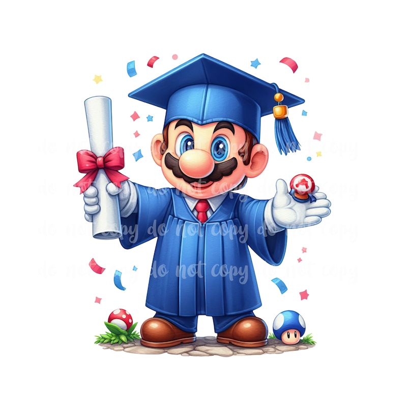Mario Graduation Png - Etsy