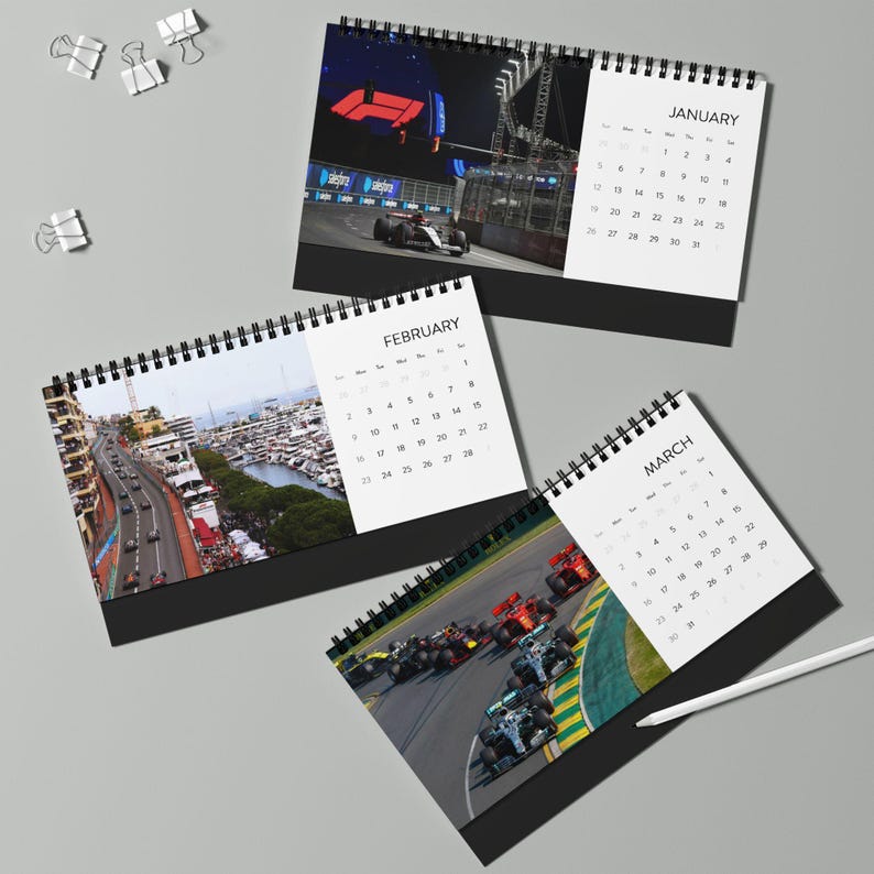 Desktop Calendar, 2025 Grid, Formula One Themed Planner, Racing Fan ...