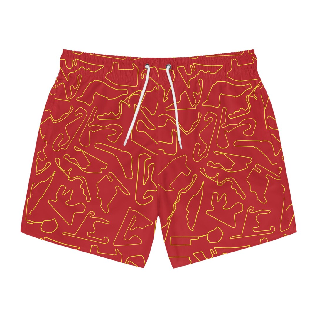 Ferrari F1 Inspired Swim Trunks, Racing Car Swimwear, Formula One ...