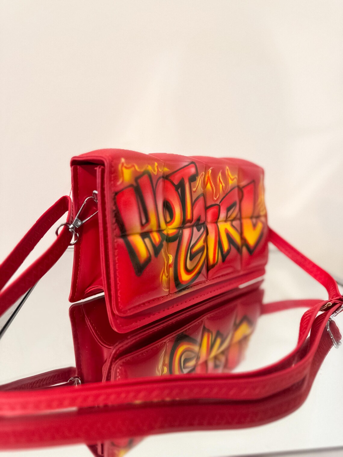 HOT GIRL Quilted Airbrush Graffiti Shoulder Bag Crossbody Purse - Etsy