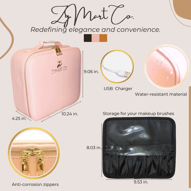 LED Makeup Mirror Case – Lighted Travel Cosmetic Bag With Rechargeable ...