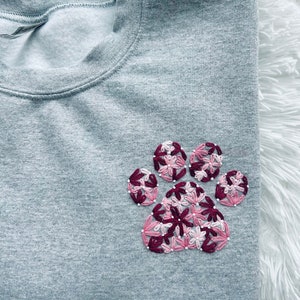 Floral Paw Print Custom Hand Embroidered Crewneck Sweatshirt - Etsy