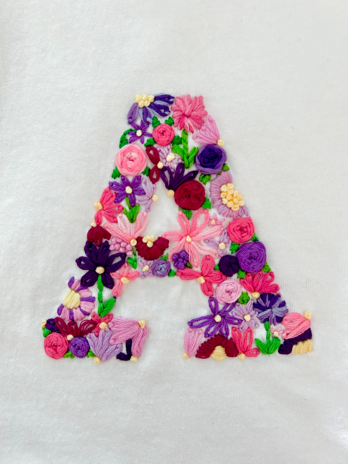 Adult Custom Hand Embroidered Floral Monogram Initial Crewneck - Etsy