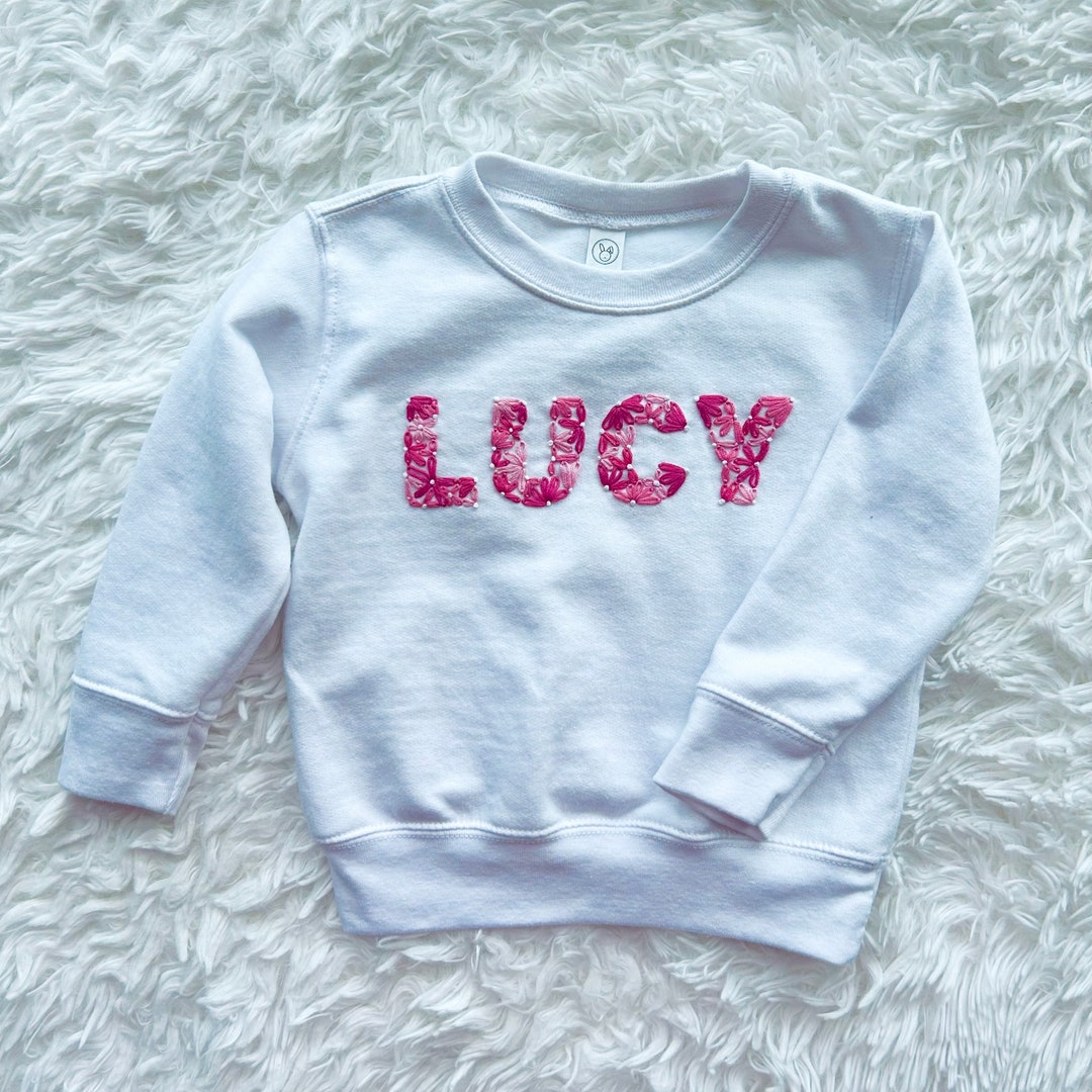 Youth Floral Monogram, Initials or Words Custom Hand Embroidered ...