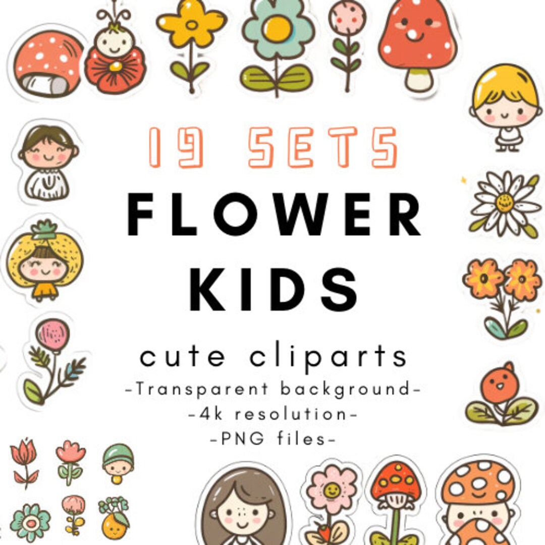 Mom & Baby Spring Flowers Clipart Set - Cute Botanical Design, High ...
