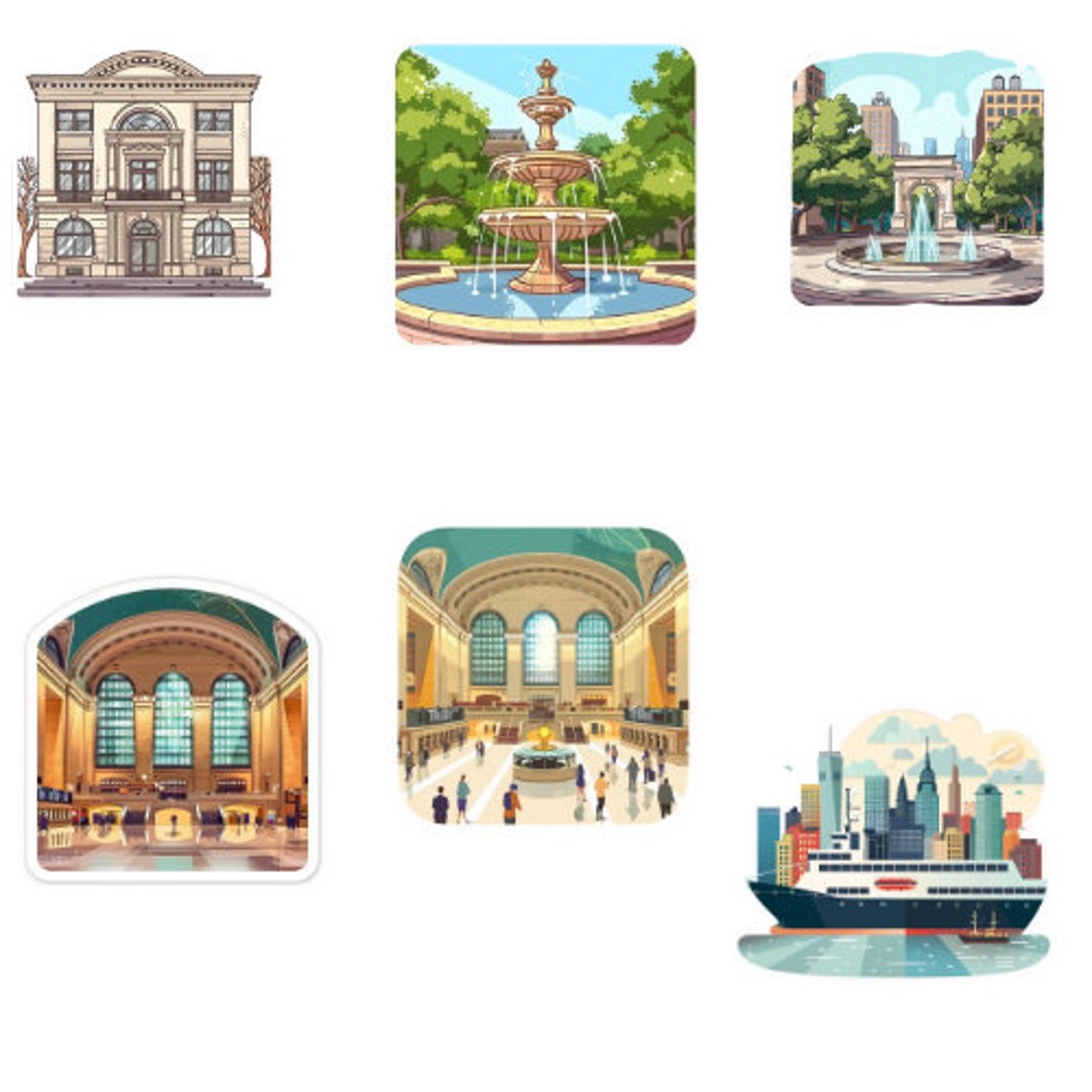 New York City Landmarks Cliparts | 4K Transparent PNG (digital Download ...